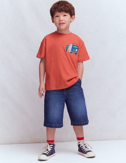 Front & Back Printed T-shirt-Burnt Sienna Camper Van | Boden AU