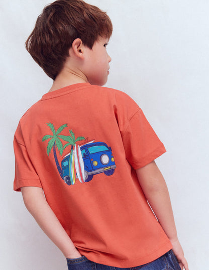 Front & Back Printed T-shirt-Burnt Sienna Camper Van | Boden AU