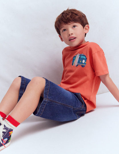 Front & Back Printed T-shirt-Burnt Sienna Camper Van | Boden AU