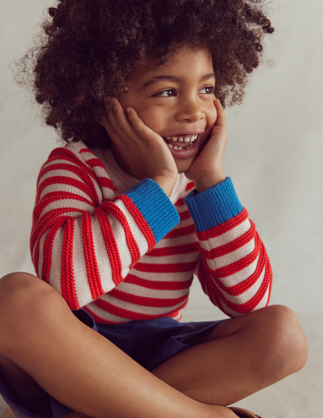 Chunky Jumper-High Risk Red/Ecru Marl Stripe | Boden UK
