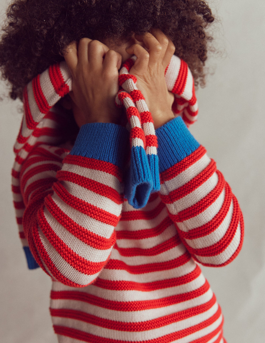 Chunky Jumper-High Risk Red/Ecru Marl Stripe | Boden UK