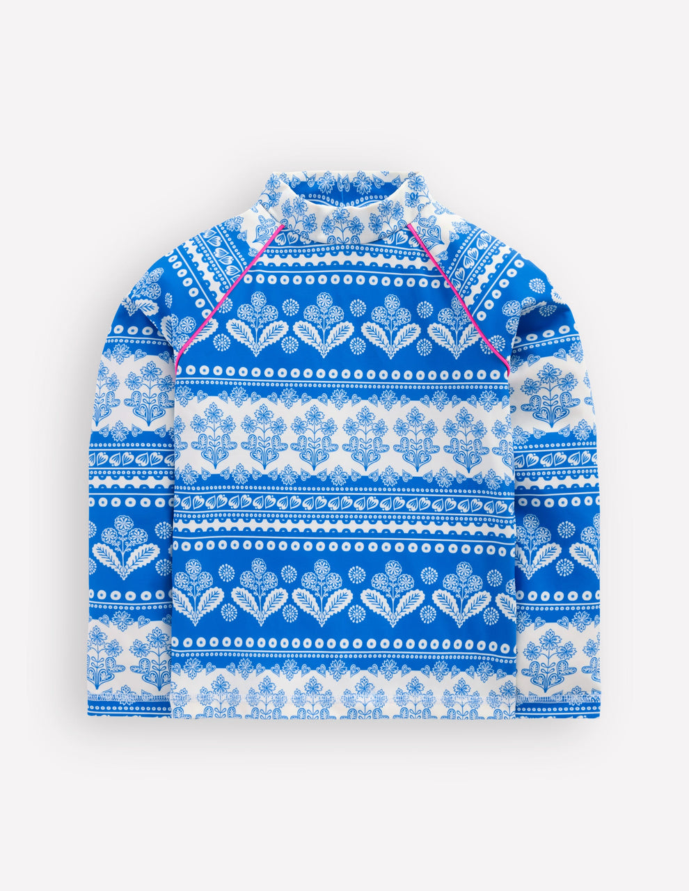 Sunsafe Patterned Rash Vest-Azure Blue Woodblock | Boden UK
