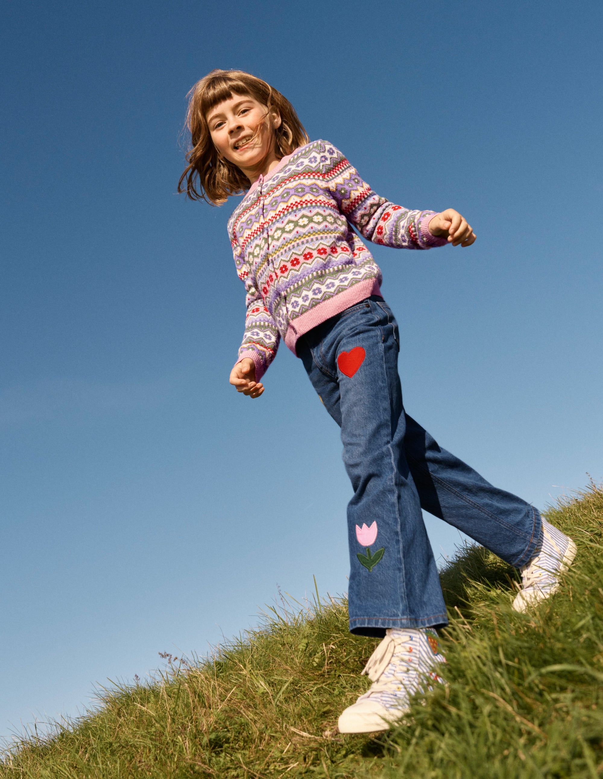 Edie Fair Isle Cardigan-Glacier Blue Pretty Flowers | Boden AU