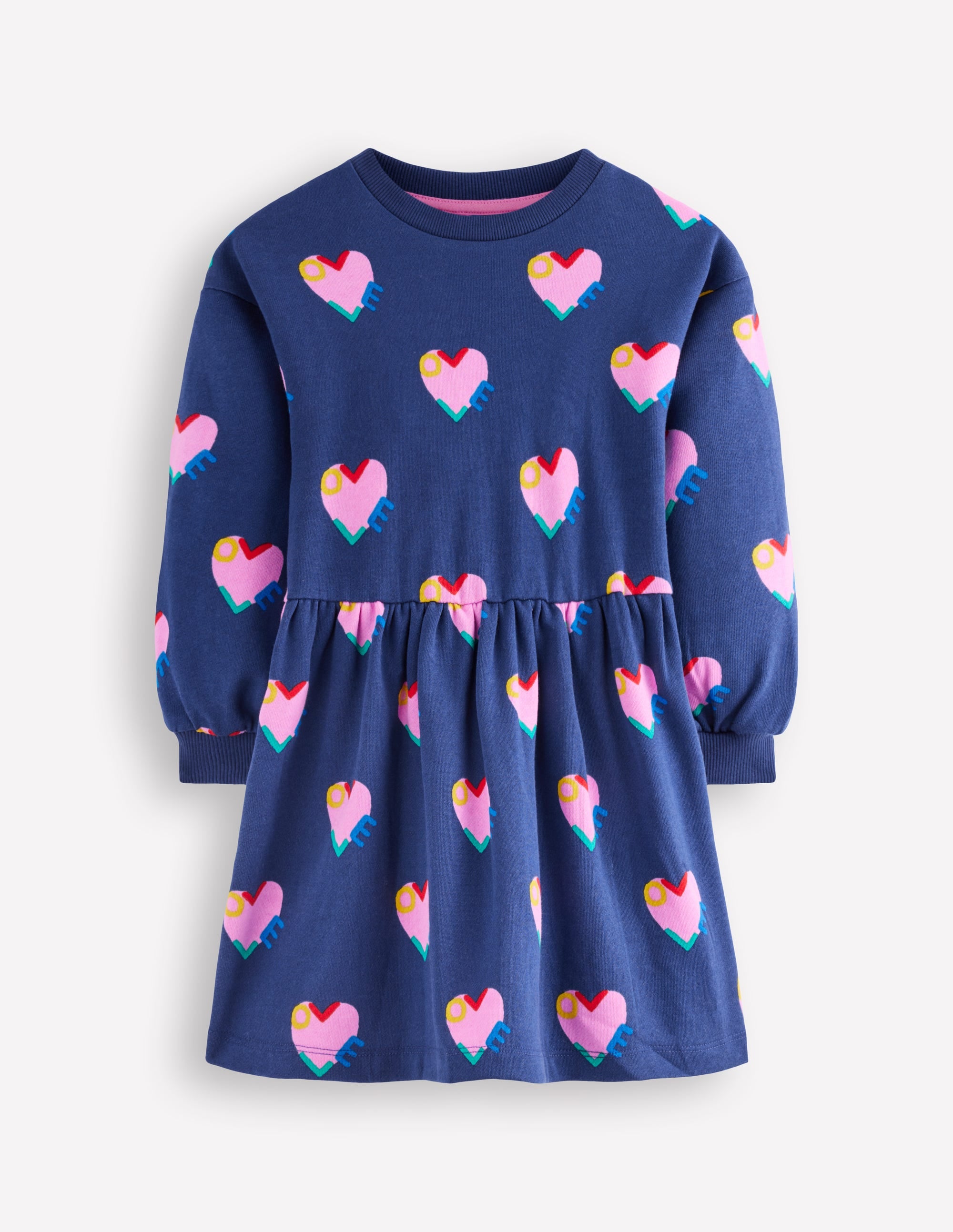 Drop Shoulder Sweat Dress-Starboard Blue Love Hearts | Boden UK