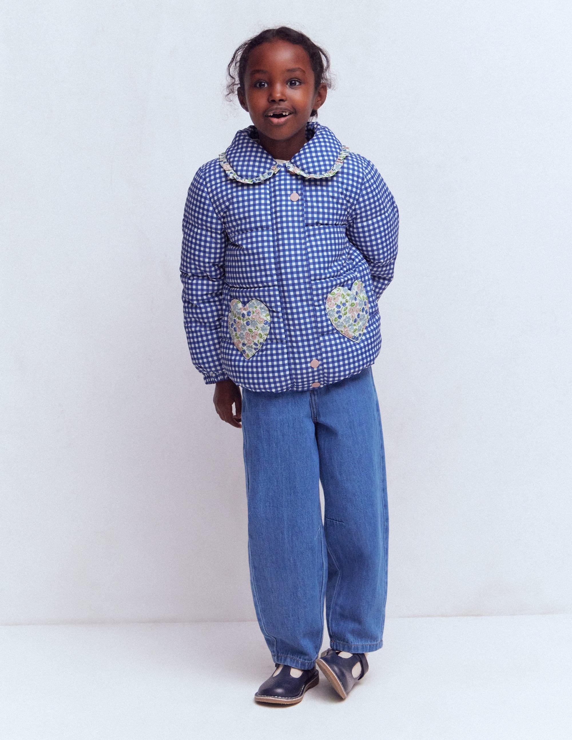Padded Gingham Jacket-Gingham Floral Mix | Boden UK
