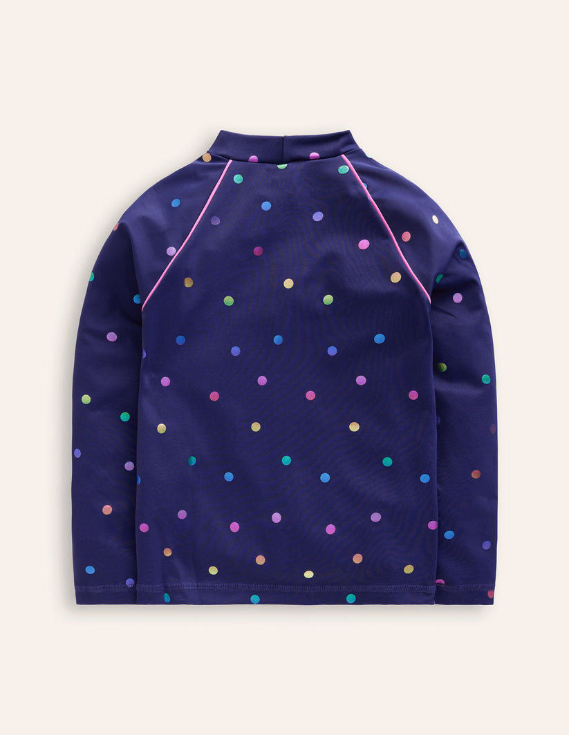 Sunsafe Patterned Rash Vest-Rainbow Foil Confetti Spot | Boden UK