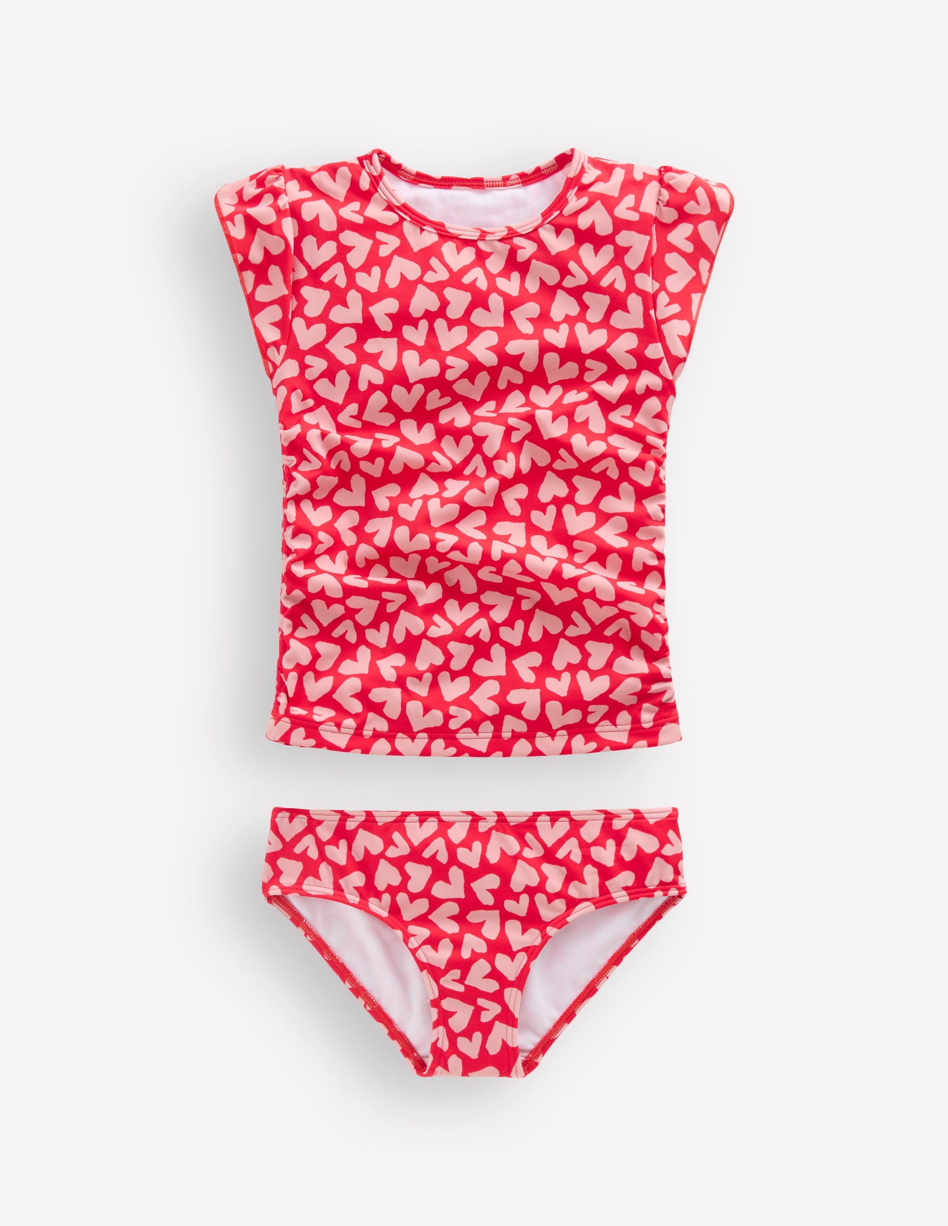 Ruched Tankini Set-Rockabilly Red Collage Hearts | Boden AU