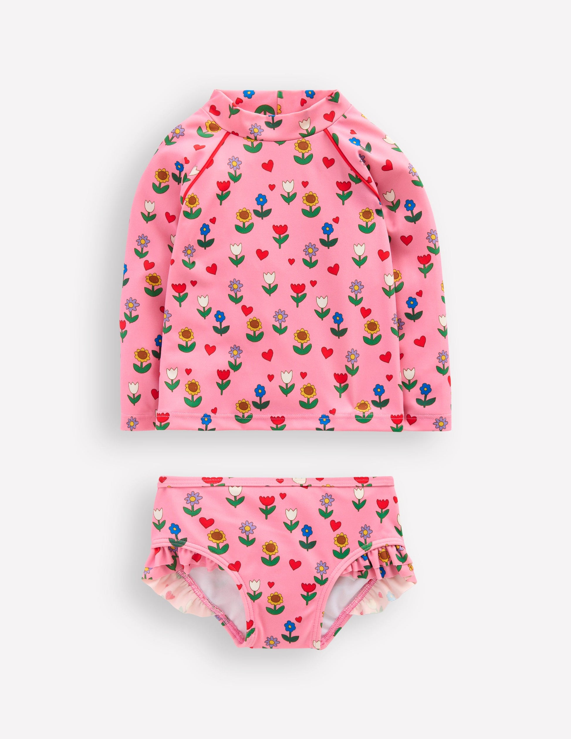 Logo Rash Vest Set-Pink Flower Garden | Boden AU