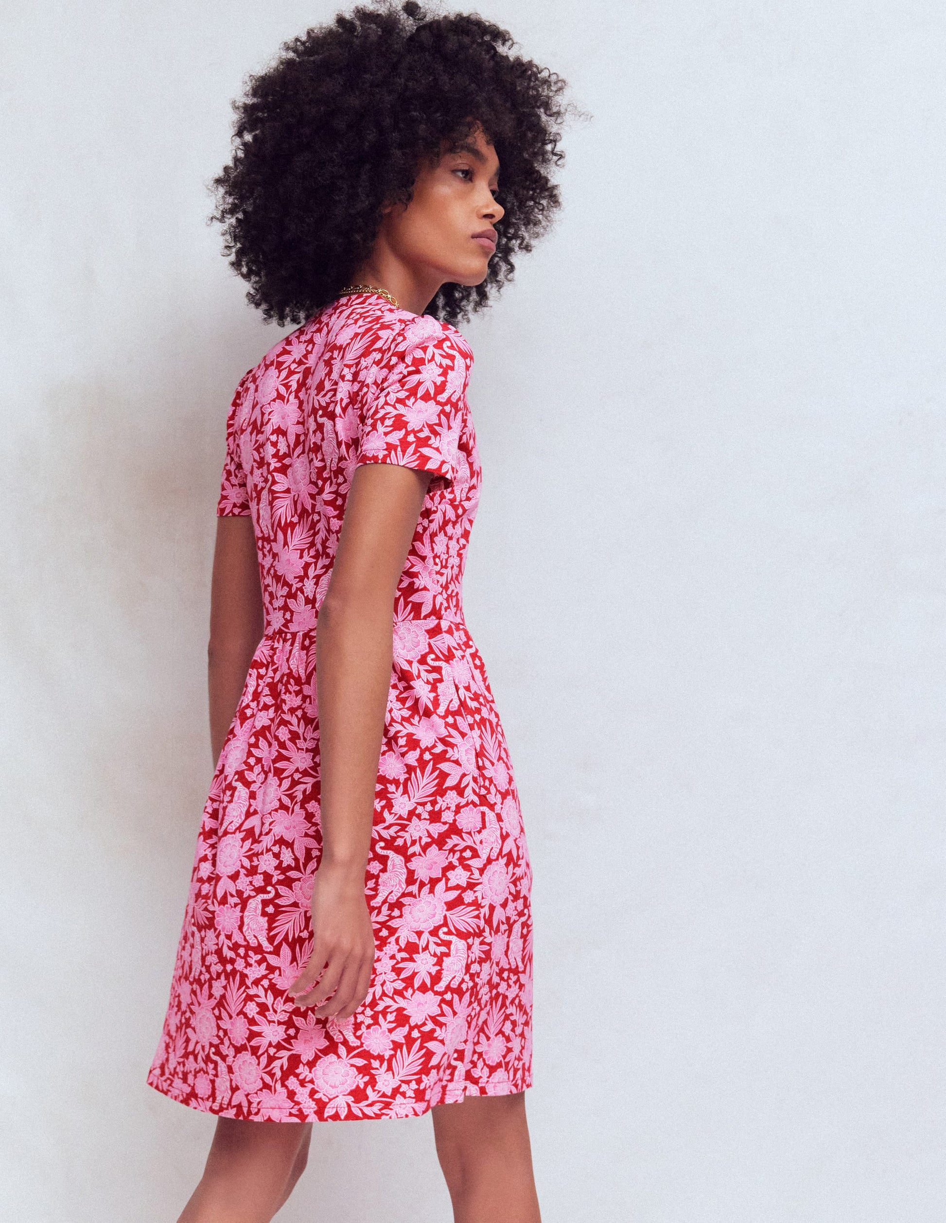 Naomi Short Jersey Dress-Pomegranate, Tigers Paradise | Boden AU