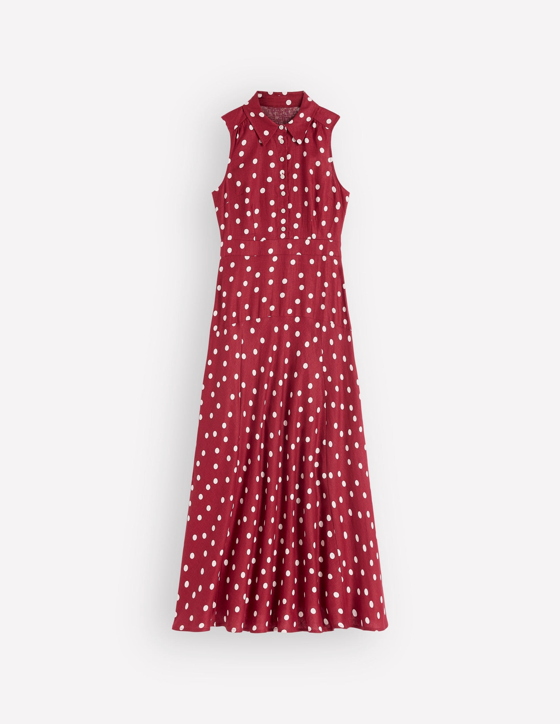 Erma Drop Waist Linen Dress-Red Painted Dot Spaced | Boden UK