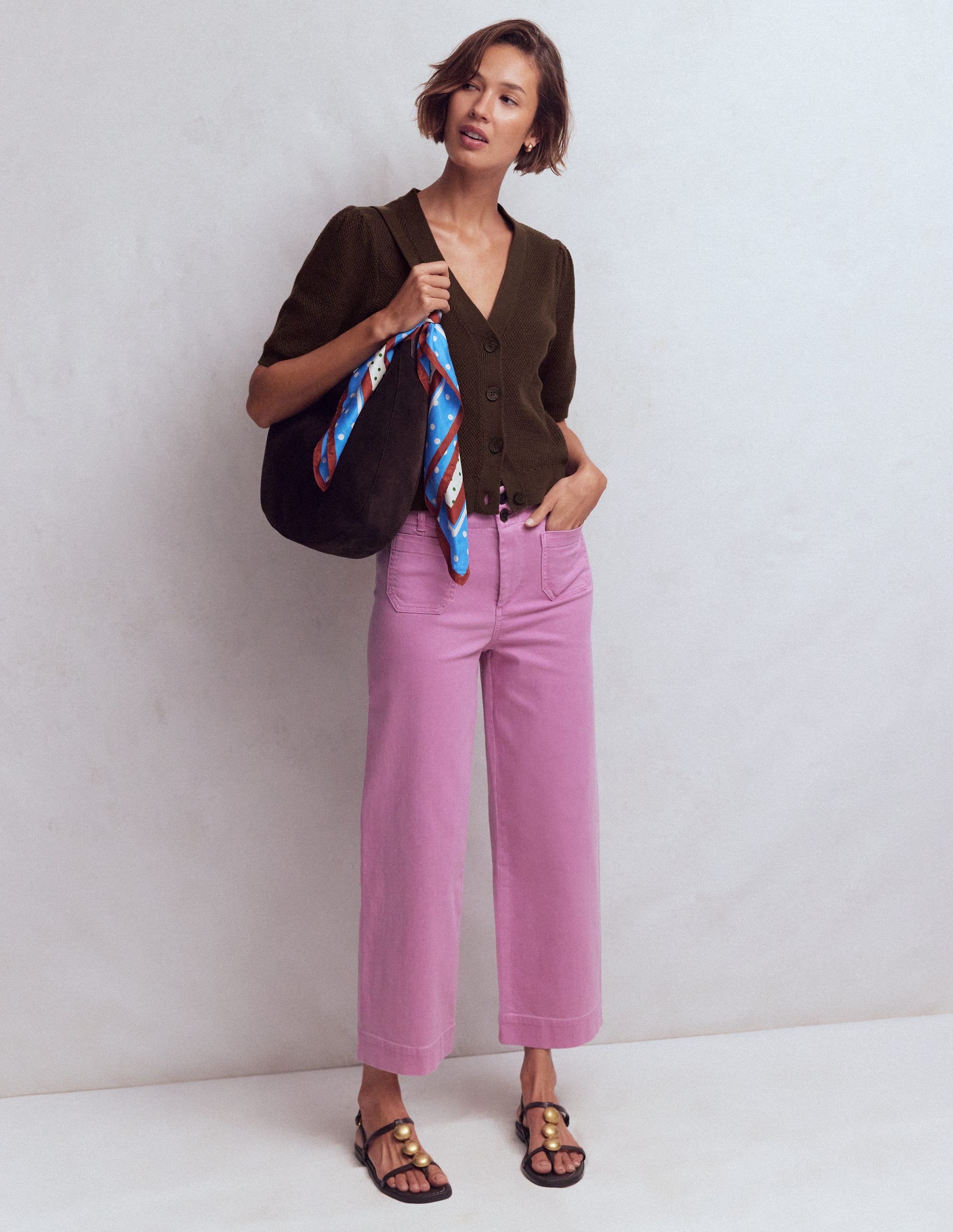 Hayley Cotton V - neck Cardigan - Espresso | Boden UK