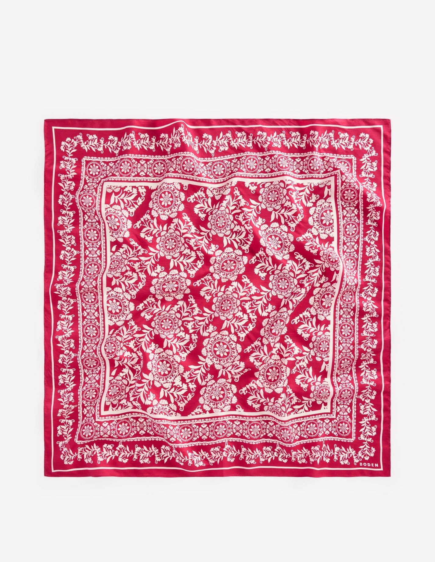 Elisabeth Silk Square Scarf-Red Decorative Blossom | Boden UK