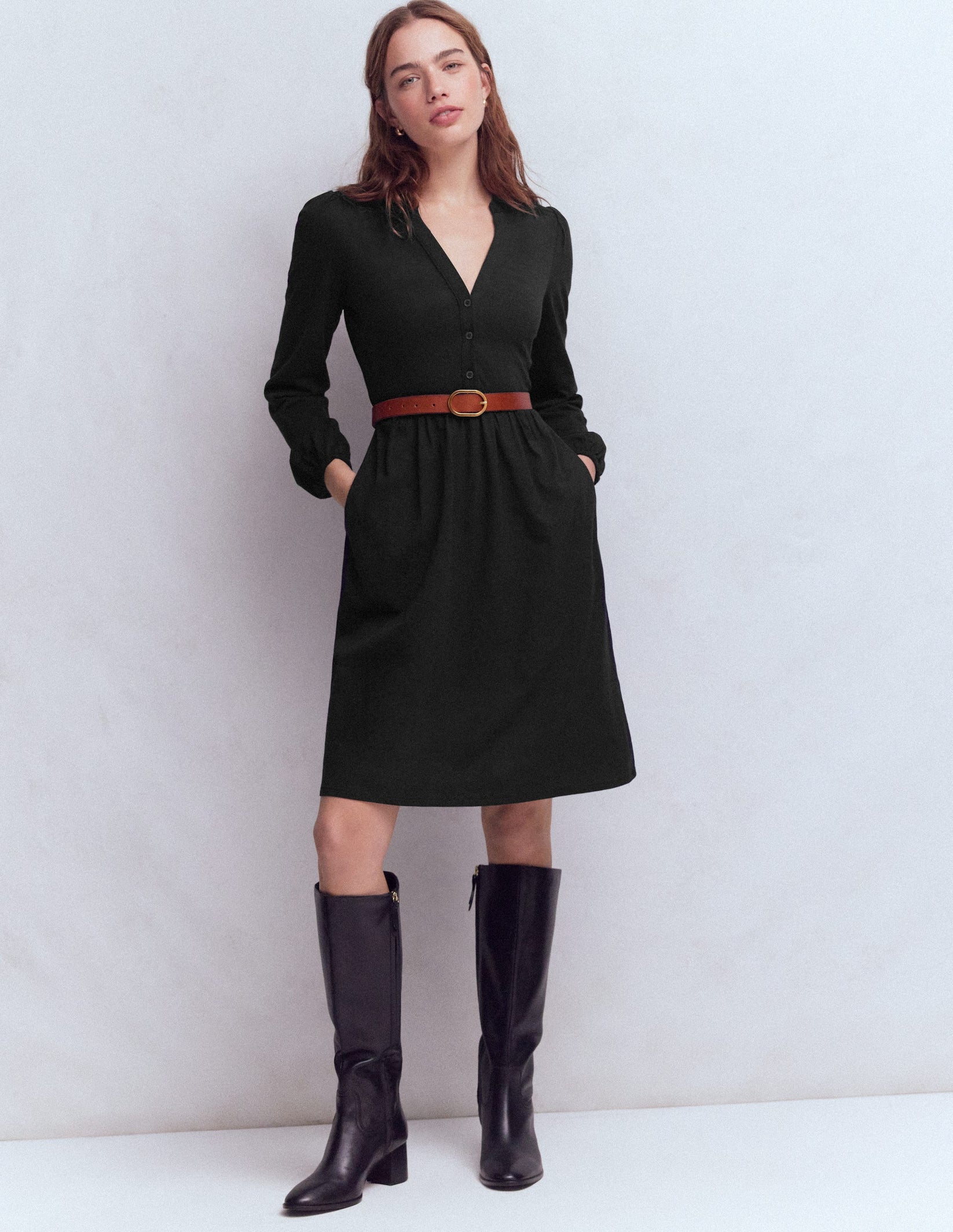 Amy Short Jersey Dress-Black | Boden UK