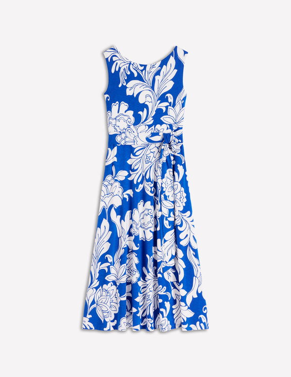 Tamsin Jersey Midi Dress-Blue, Botanical Flourish Mono | Boden UK