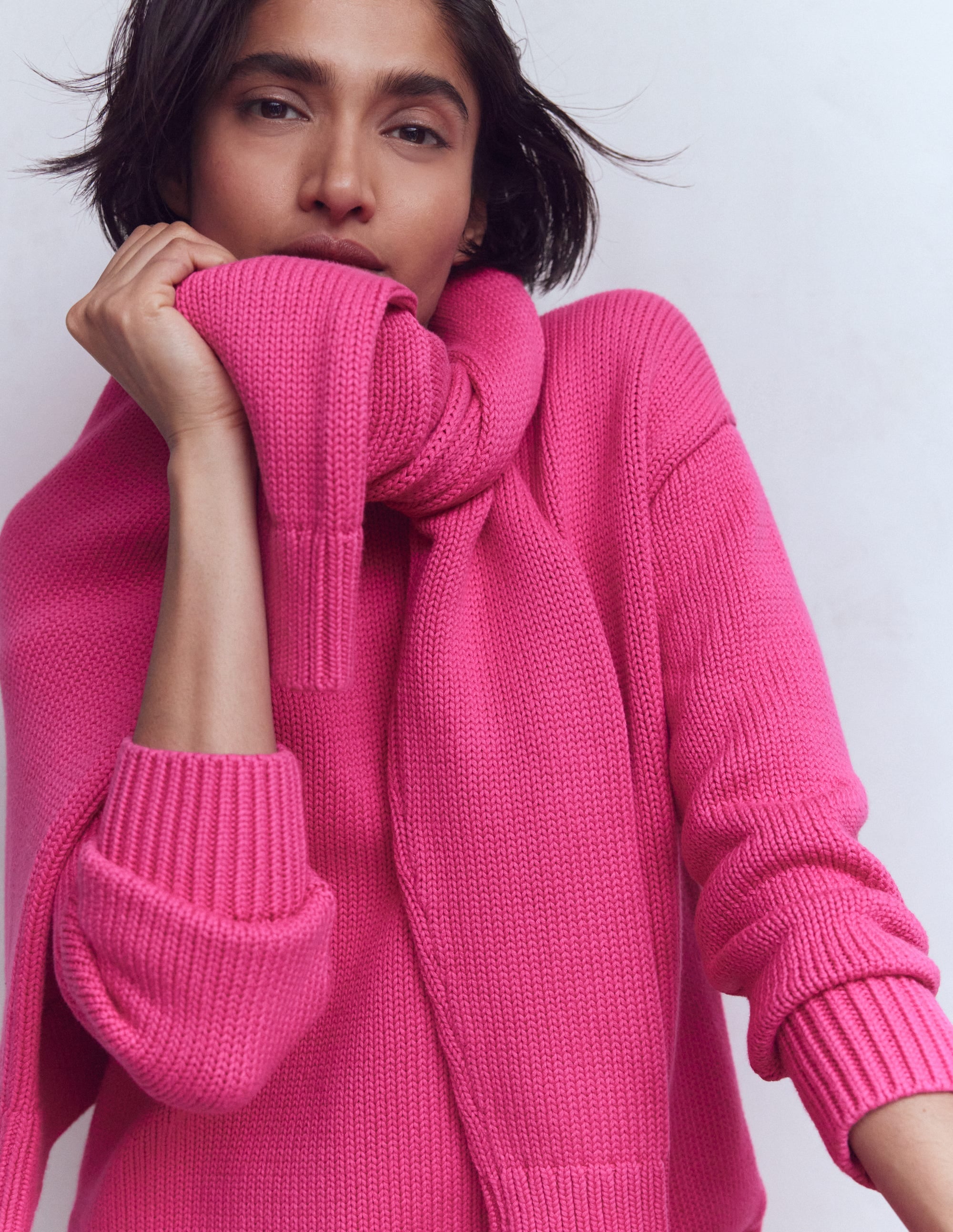 Lucy Oversized Cotton Jumper-Pink Peony | Boden UK