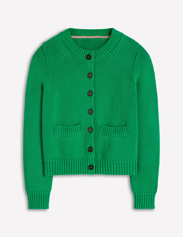Lucy Chunky Cotton Cardigan-Rich Emerald | Boden UK