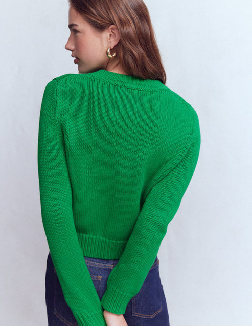 Lucy Chunky Cotton Cardigan-Rich Emerald | Boden UK