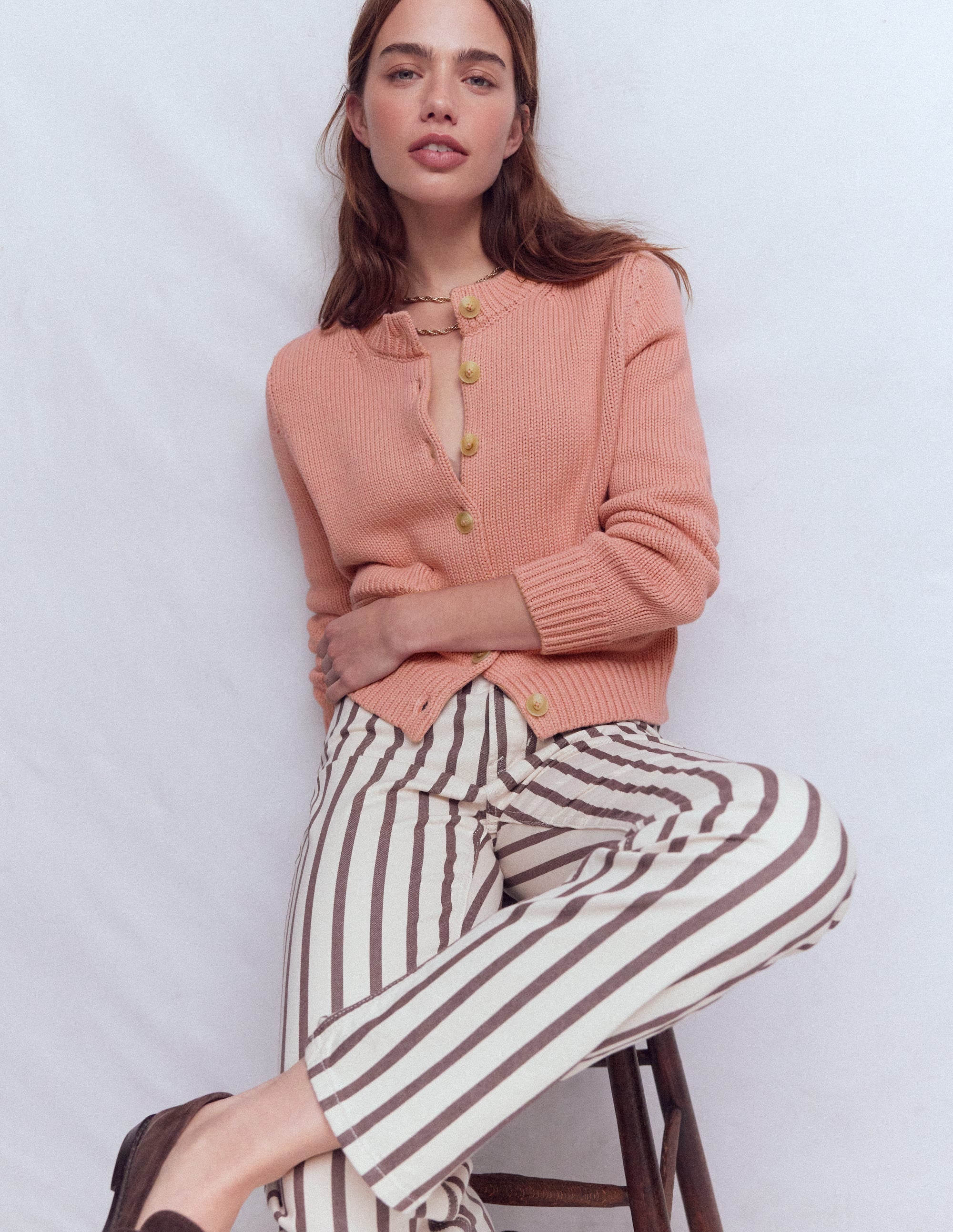 Lucy Chunky Cotton Cardigan-Pink | Boden UK