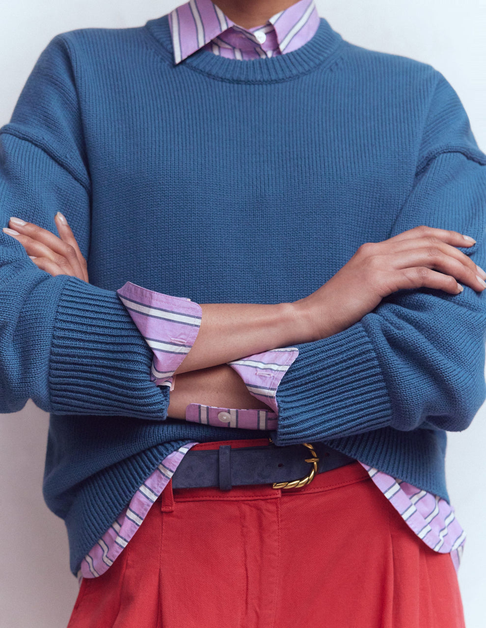 Lucy Relaxed Cotton Jumper-Denim Blue | Boden UK