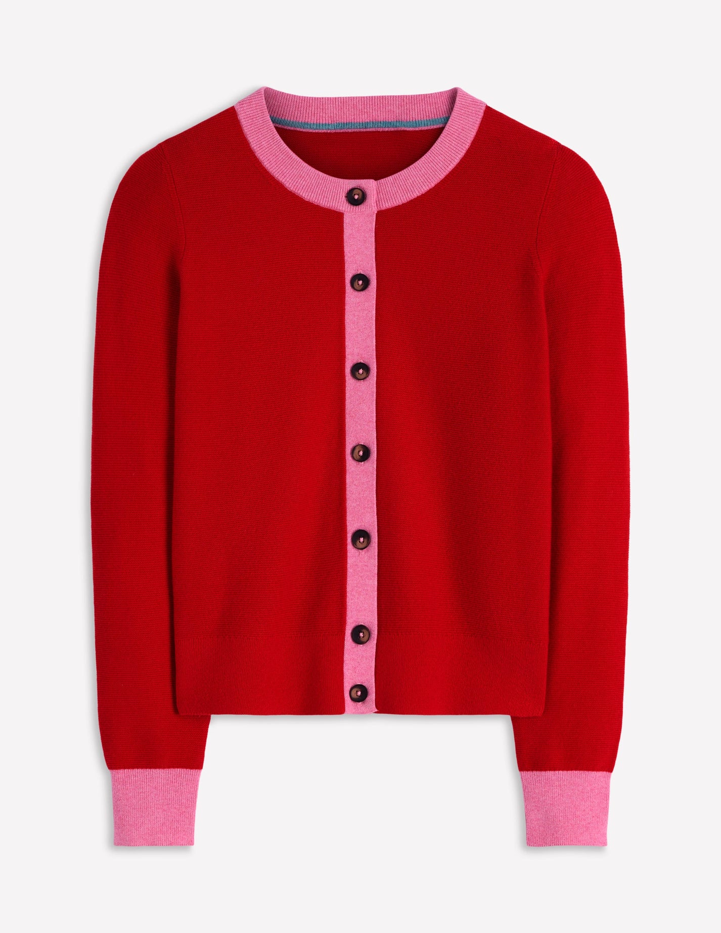 Grace Colour Block Cardigan-Bright Cherry | Boden UK