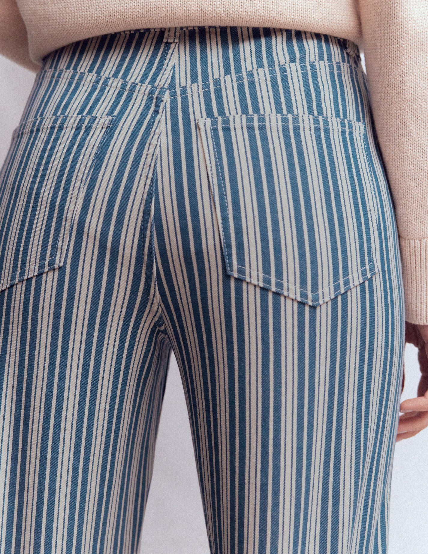 High Rise Column Leg Jeans - Blue Stripe | Boden UK