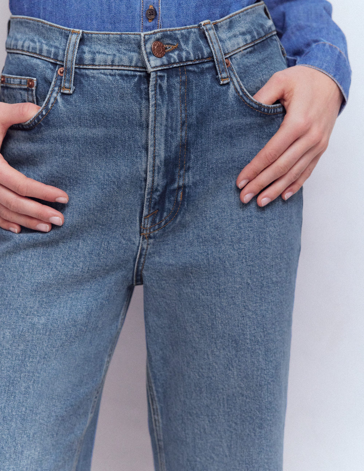 High Rise Column Leg Jeans - Mid Vintage | Boden UK
