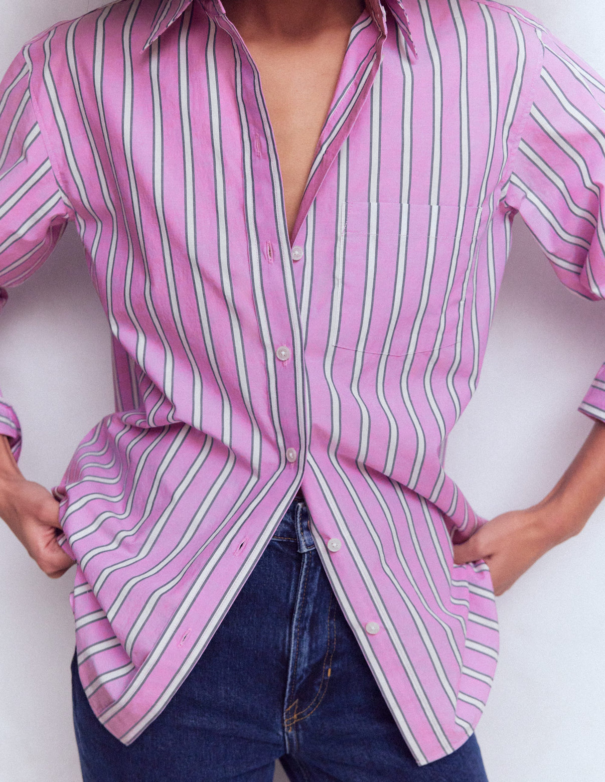 Sadie Relaxed Cotton Shirt-Multi Stripe | Boden UK