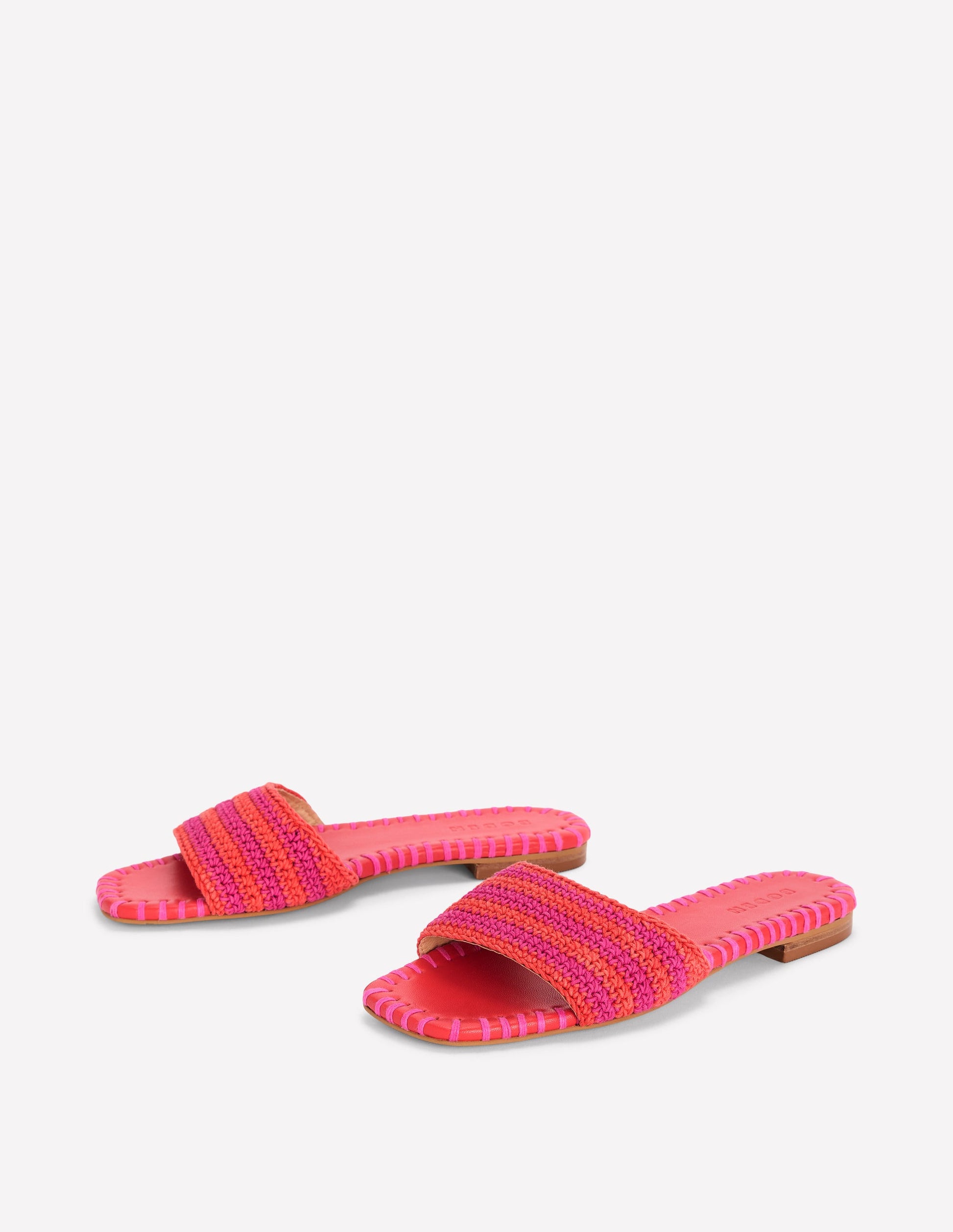Trim Detail Flat Sandal-Pink Peony/Orange Stripe | Boden AU