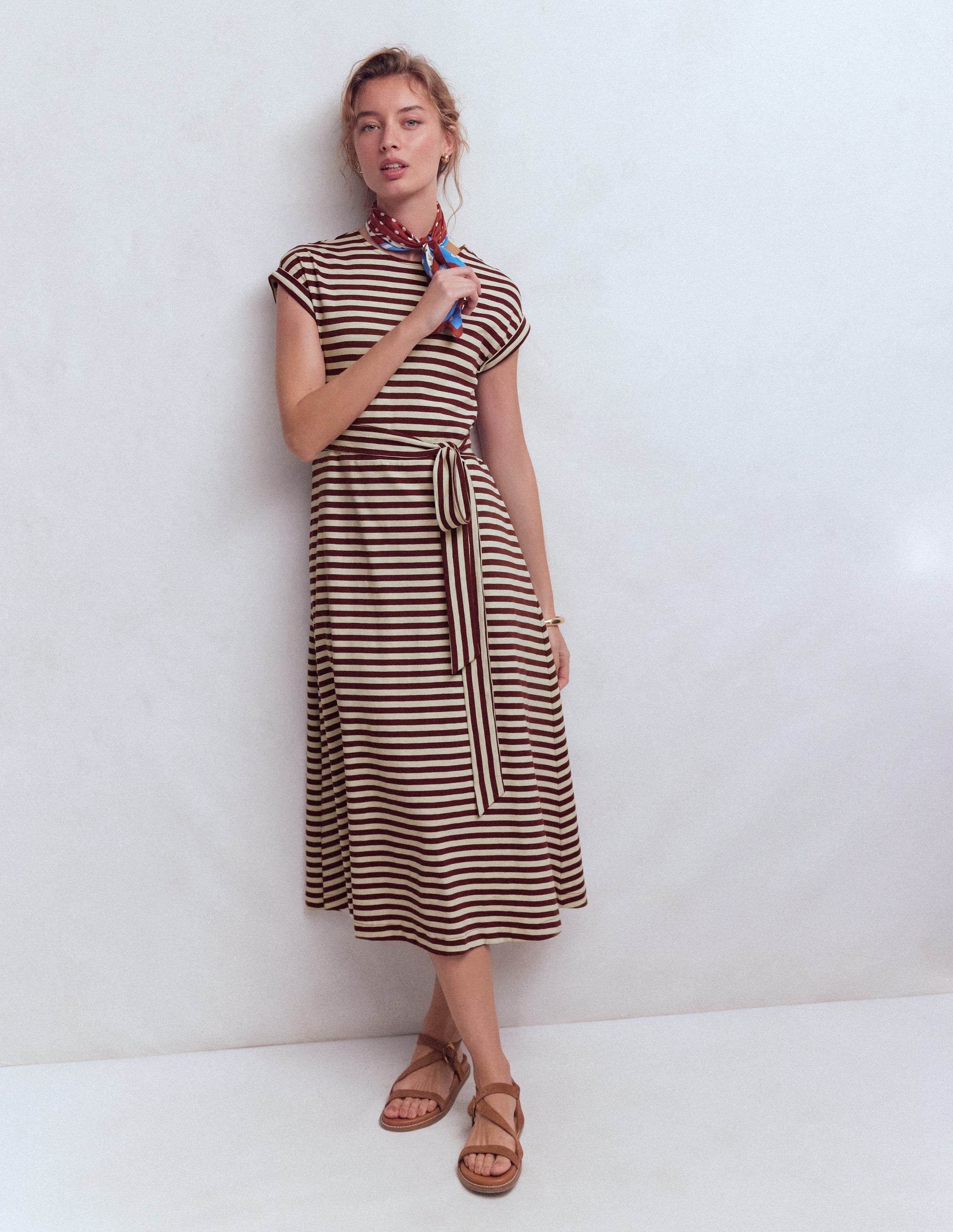 Eve Jersey Midi Dress-Deep Wisteria, Ivory Stripe | Boden AU