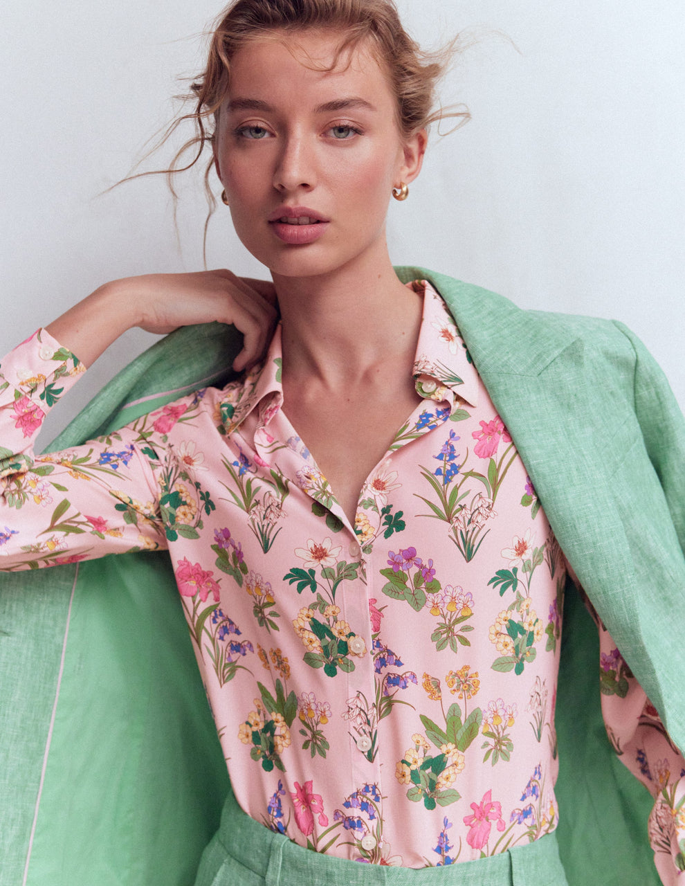 Sara Silk Shirt-French Pink, Delicate Blossom | Boden AU